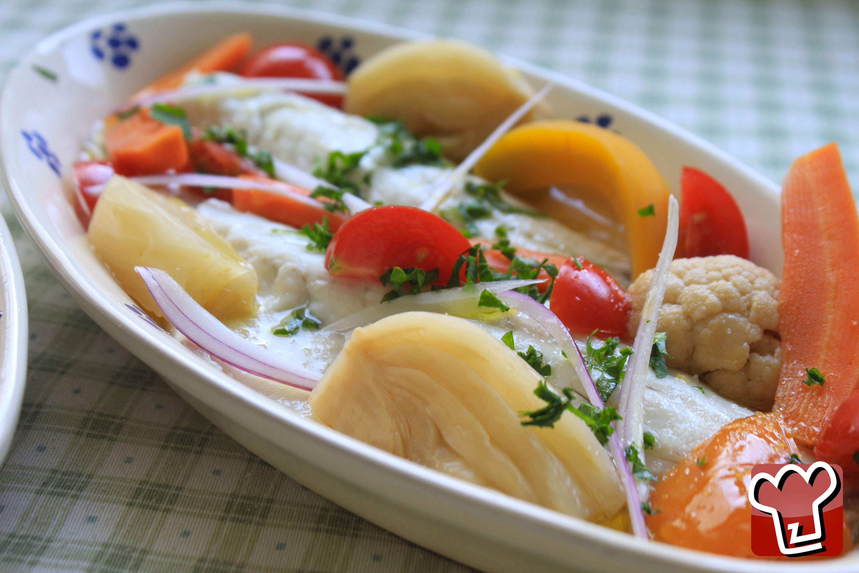 Steamed sea bass with pickled vegetables is a Seafood main dishes by My ...